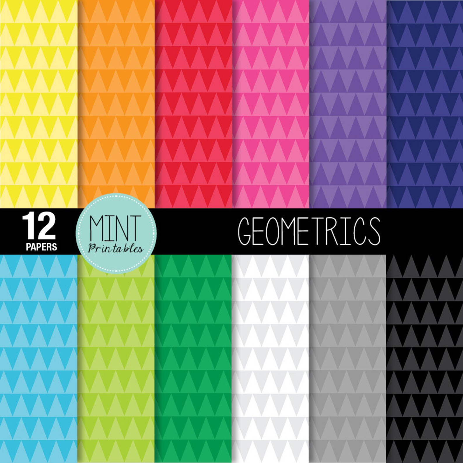 Triángulos Geométricos Papel Digital Papel de Scrapbooking de - Etsy España