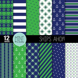 Nautical Scrapbooking Paper Digital Paper Anchor Anchors - Etsy