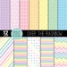 Rainbow Digital Paper, Pastel Rainbow Coloured Colored Scrapbooking ...