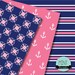 Nautical Digital Paper Pink and Navy Scrapbooking Paper - Etsy