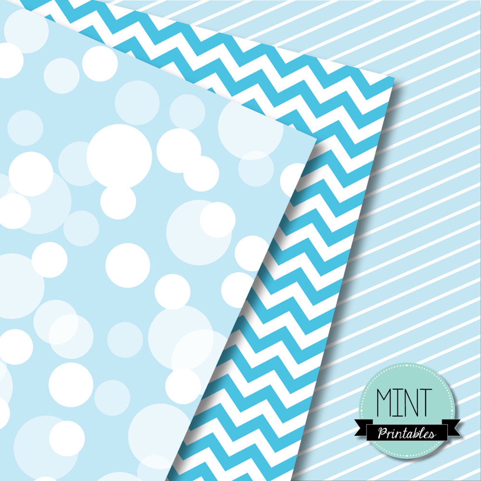 Digital Paper Blue Scrapbooking Patterned Printable Sheets | Etsy