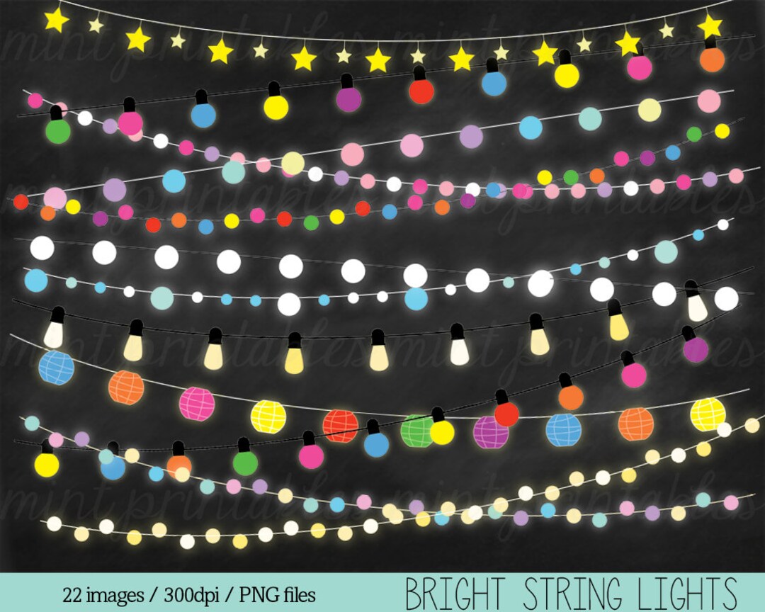 Fairy Lights Clipart, String Lights Clip Art, Christmas Lights, Colored ...