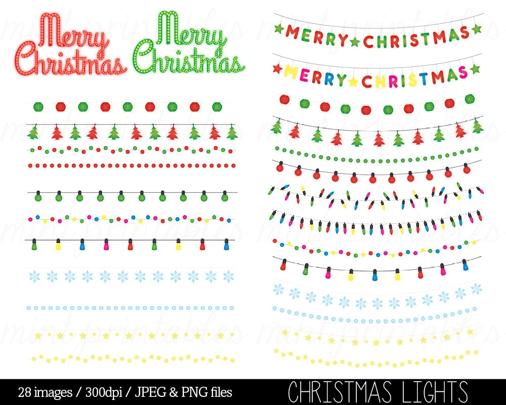 Christmas Lights Clipart String Lights Fairy Lights Clip Art - Etsy