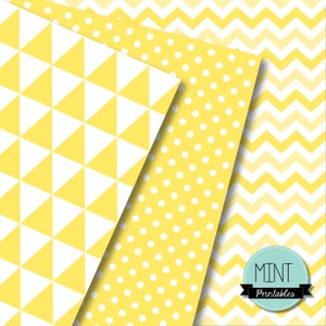 Yellow Scrapbooking Paper, Digital Paper, Patterned Paper, Printable ...