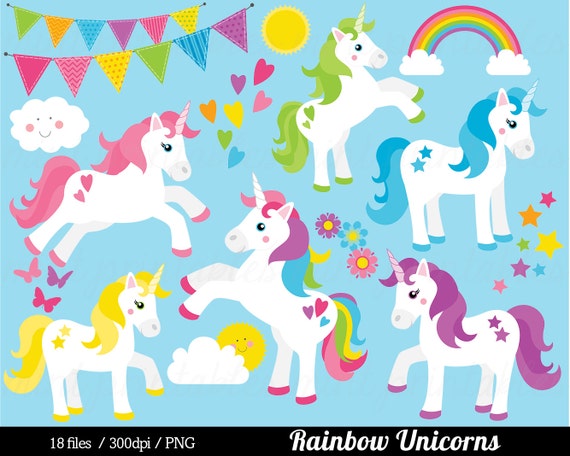 Unicorn Clipart Unicorn Clip Art Pony Horse Rainbow Pink | Etsy Canada