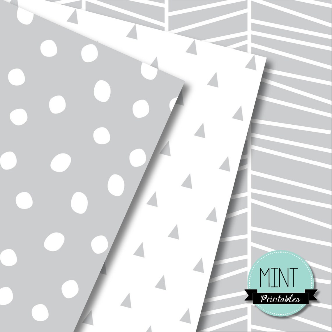 Grey Gray White Digital Paper Geometric Pattern Modern | Etsy