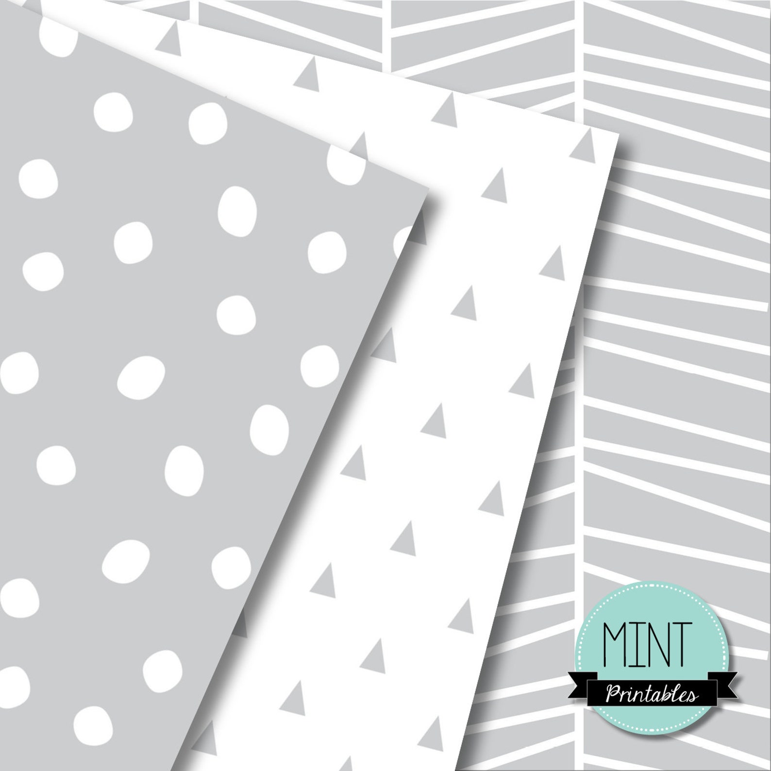 Grey Gray White Digital Paper Geometric Pattern Modern | Etsy