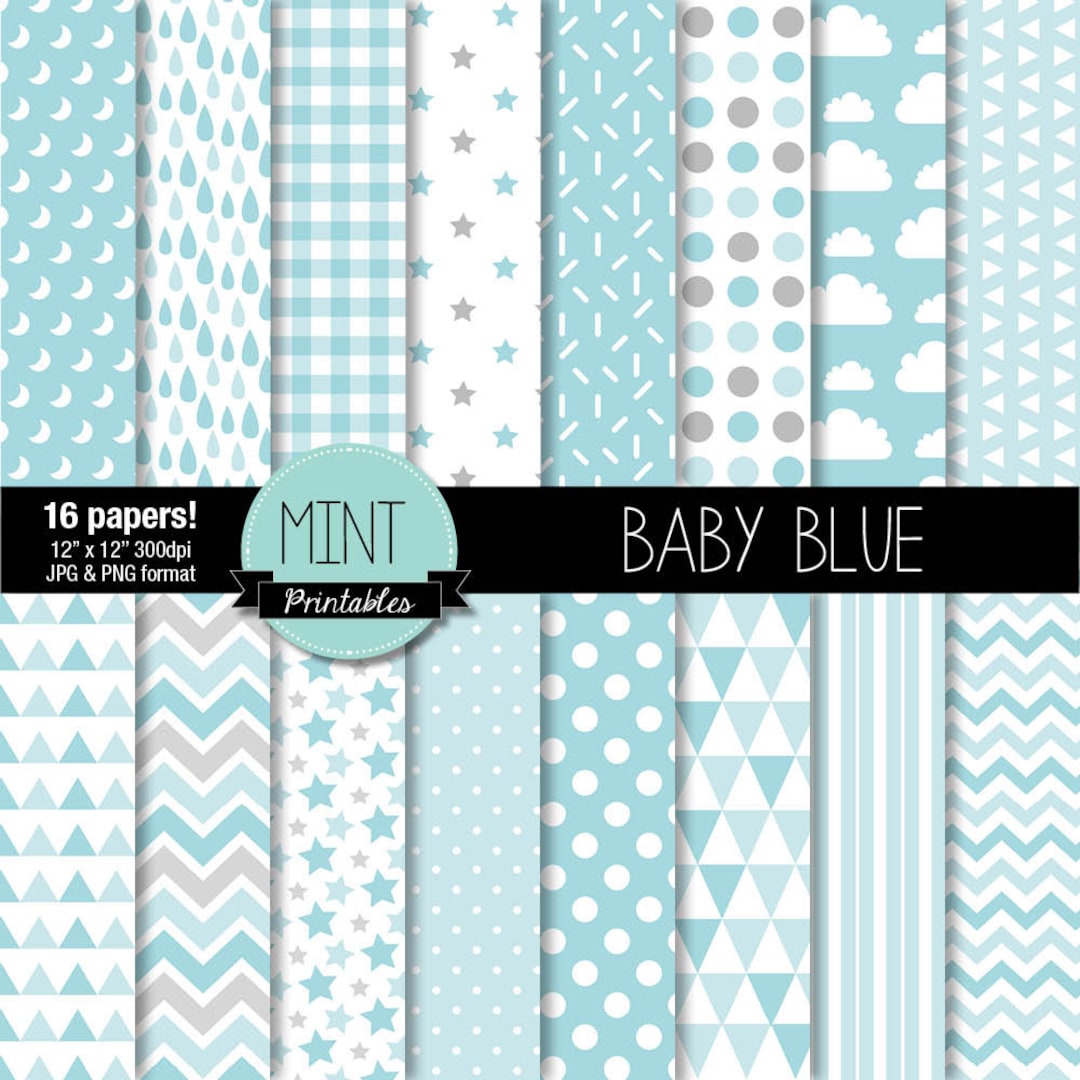 Blue Baby Boy Digital Paper, Scrapbooking Papers, Patterned Paper ...
