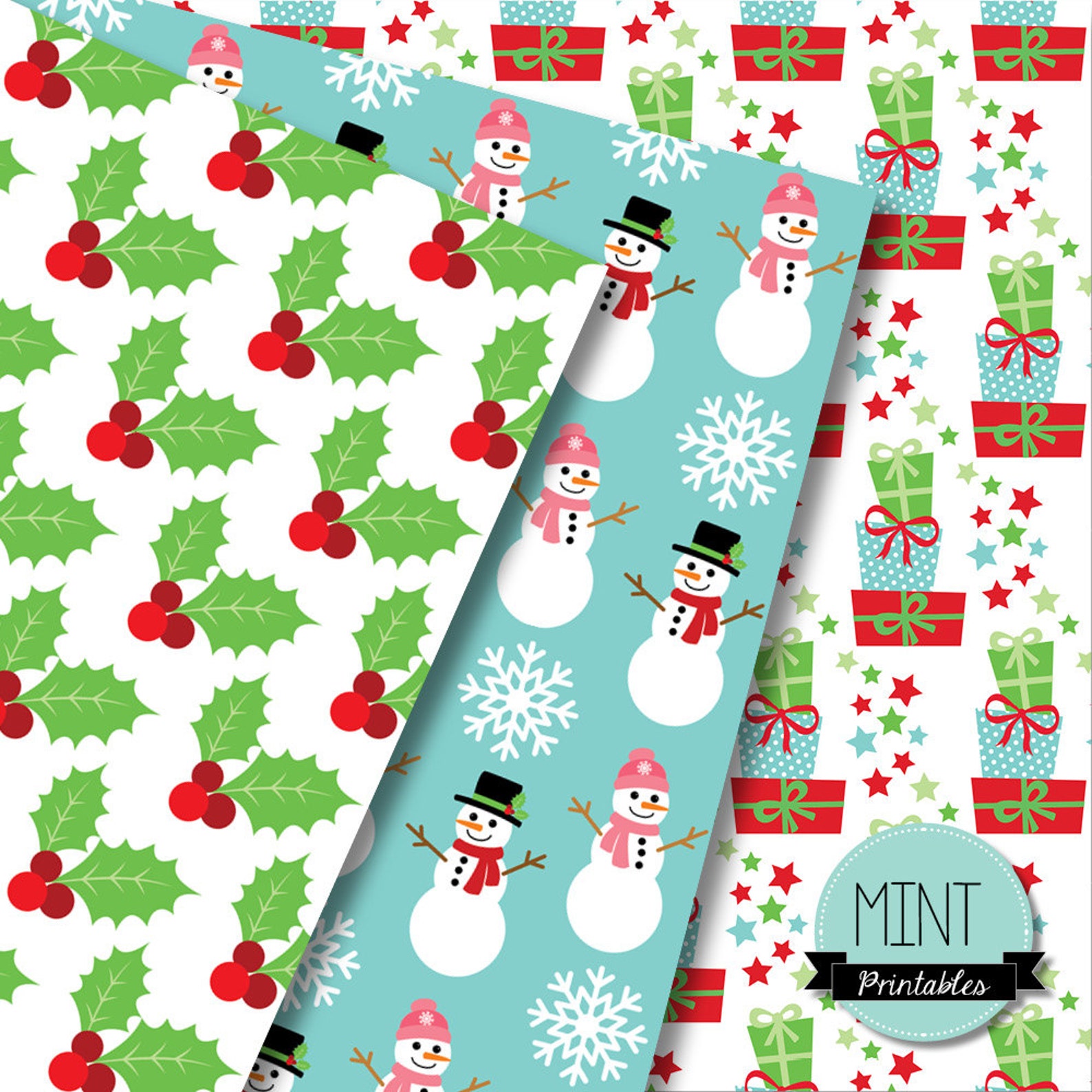 Christmas Digital Paper Christmas Scrapbooking Paper - Etsy