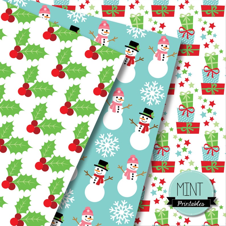 Christmas Digital Paper, Christmas Scrapbooking Paper, Christmas ...