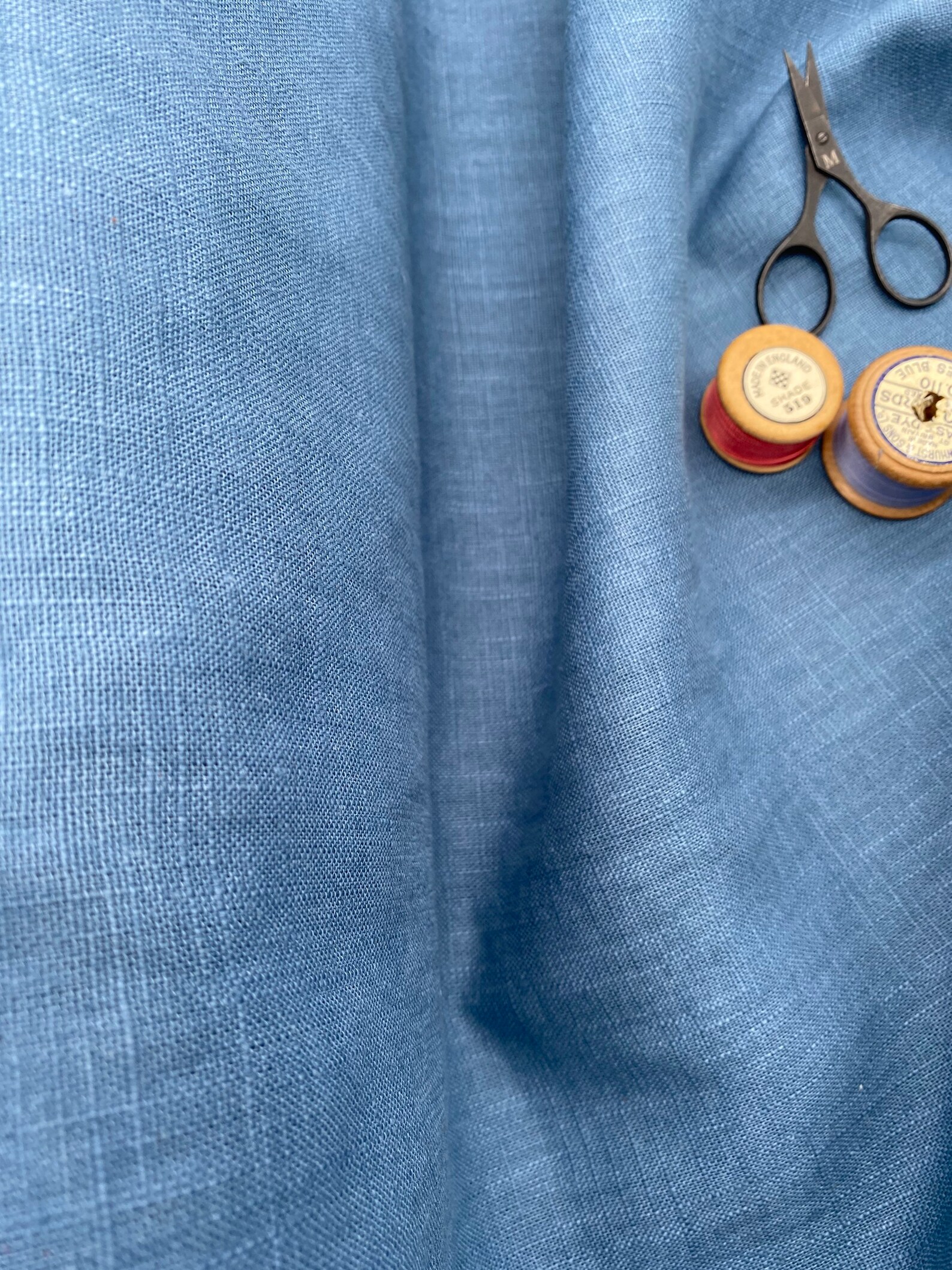 Enzyme Washed Denim coloured Linen 100% Linen Eco friendly. | Etsy