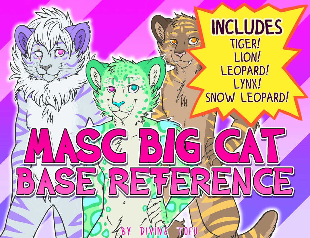 Big Cat Male Base Reference Sheet Anthro Furry Art / Instant Download ...