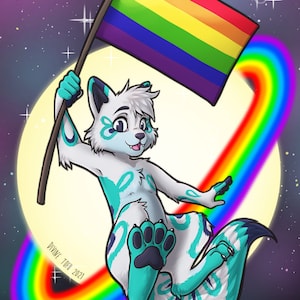 YCH Pride Month Flag Furry / Anthro / Fursona Con Badge - Etsy UK