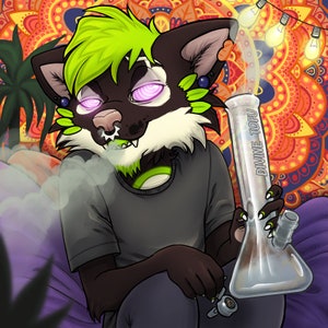 YCH 420 Bong - Furry / Anthro / Fursona Con Badge - Custom Art ...