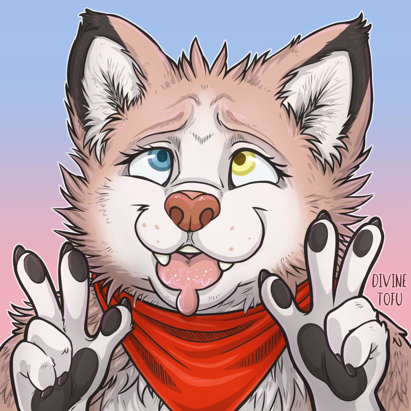 YCH Peace Sign Furry / Anthro / Fursona Con Badge Custom | Etsy