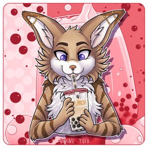 YCH Boba Bubble Tea - Furry / Anthro / Fursona Con Badge - Custom Art ...