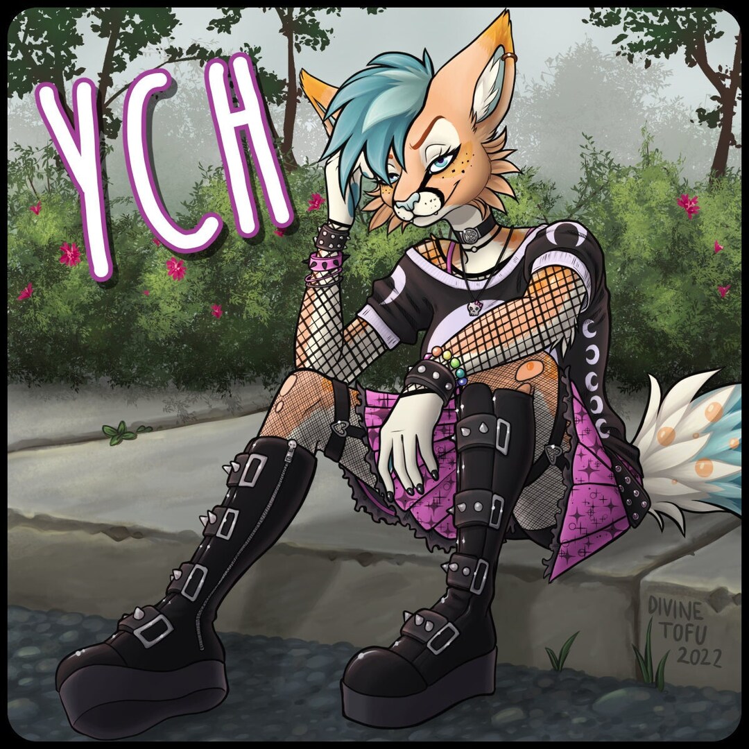 YCH Goth & Grunge Furry / Anthro / Fursona Con Badge - Etsy