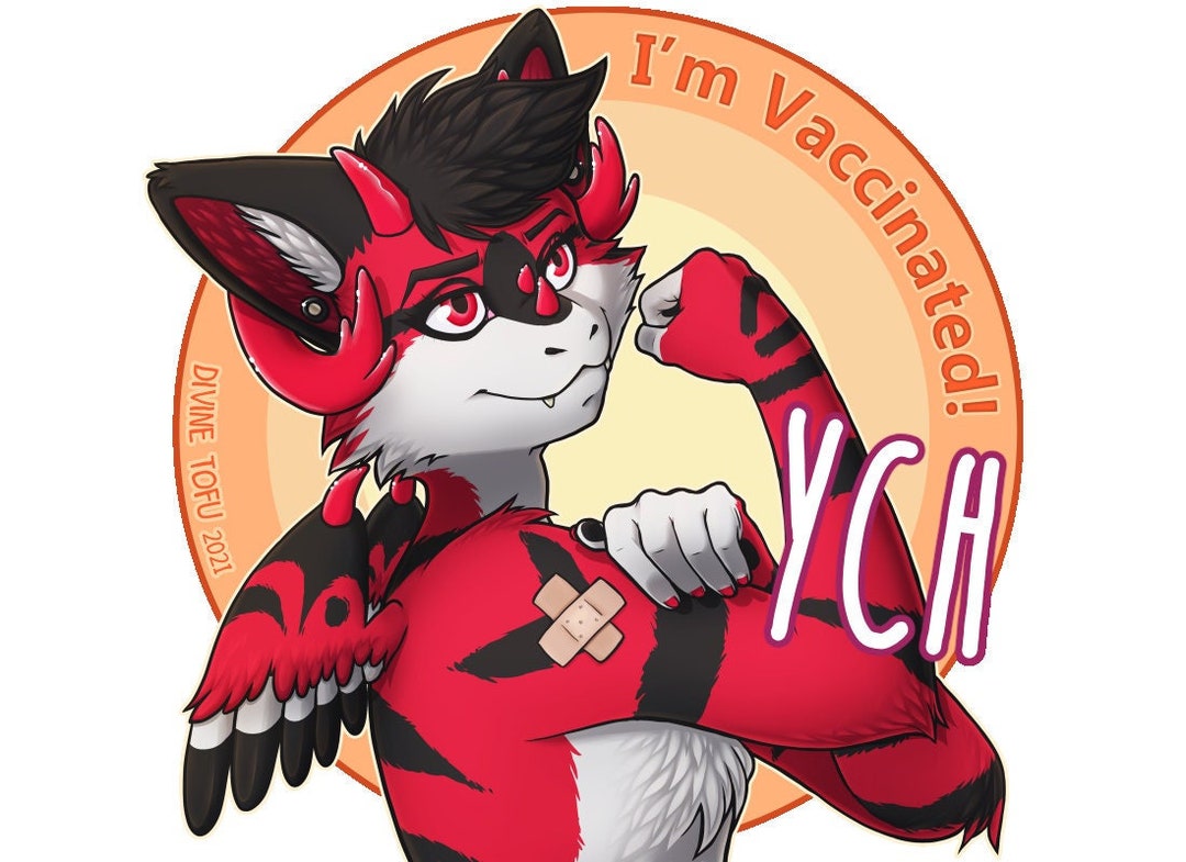 I'm Vaccinated YCH Furry / Anthro / Fursona Con Badge - Etsy