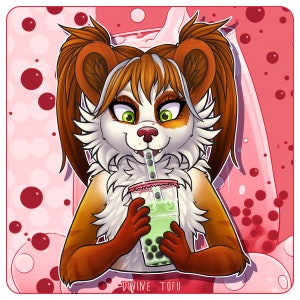 YCH Boba Bubble Tea - Furry / Anthro / Fursona Con Badge - Custom Art ...
