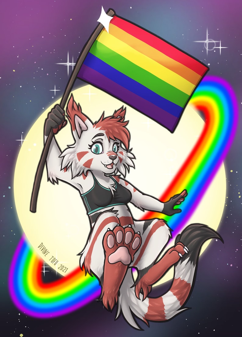 YCH Pride Month Flag Furry / Anthro / Fursona Con Badge | Etsy
