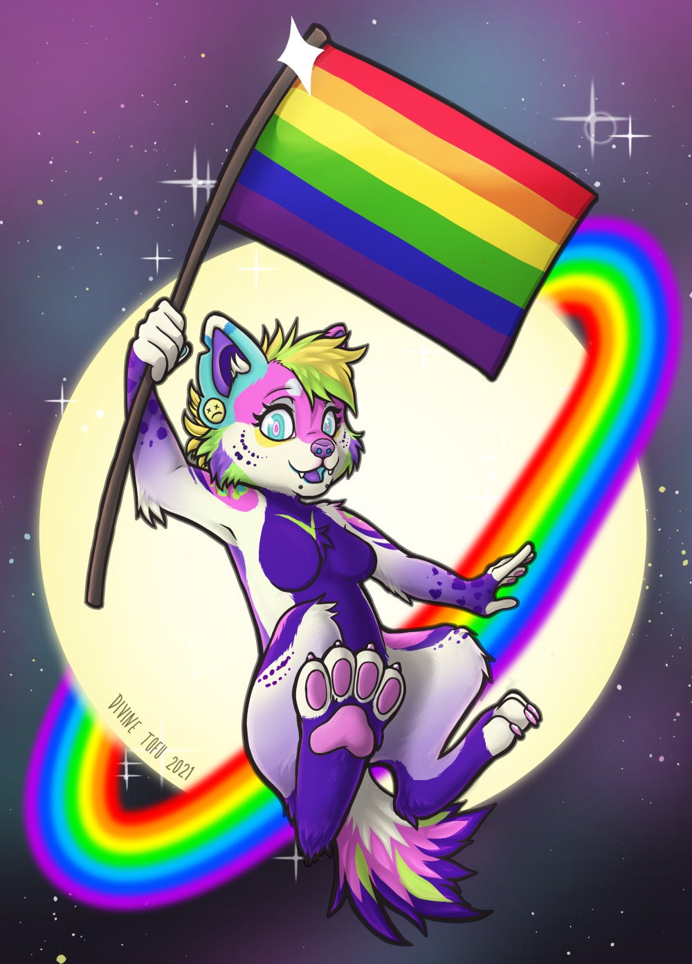 YCH Pride Month Flag Furry / Anthro / Fursona Con Badge - Etsy UK