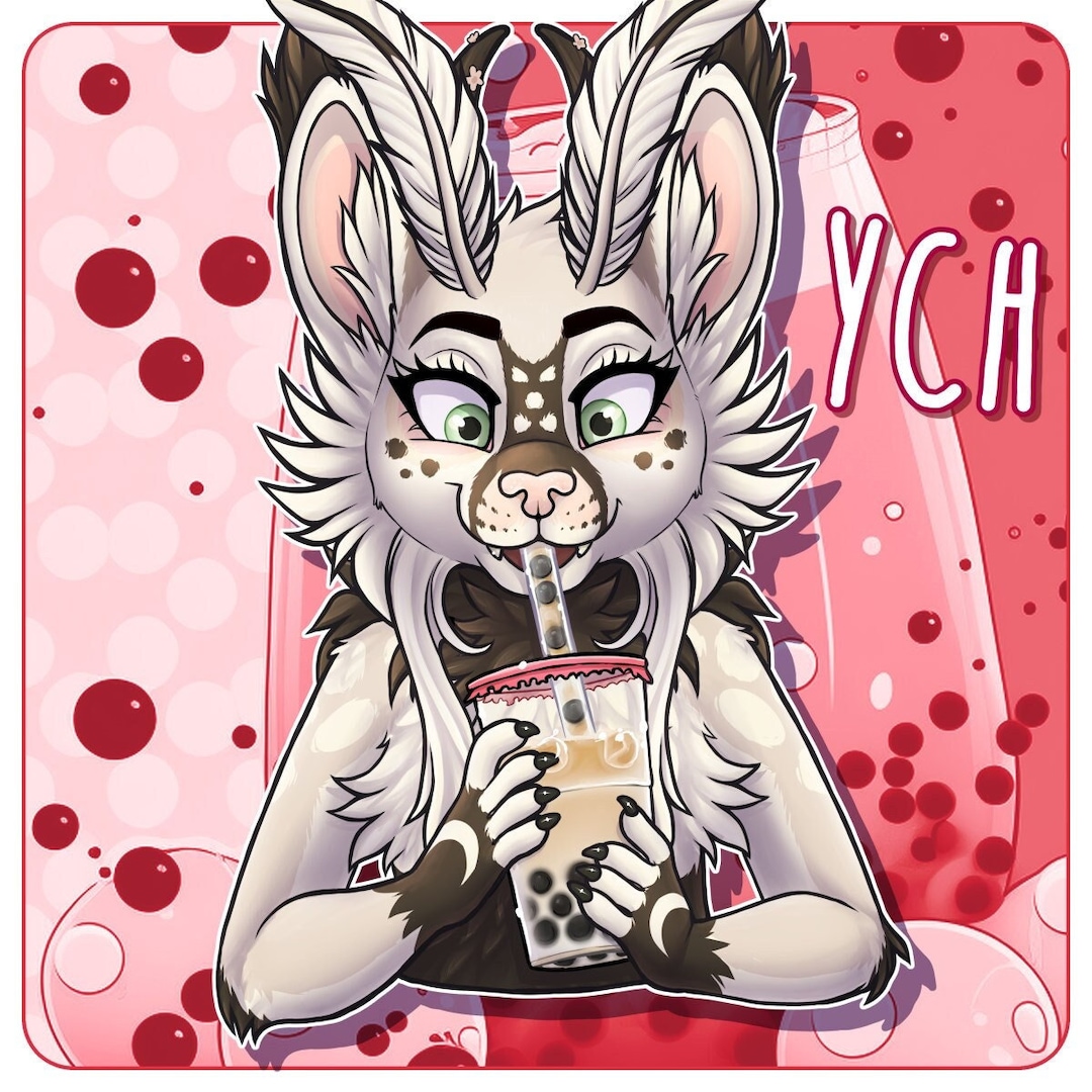 YCH Boba Bubble Tea Furry / Anthro / Fursona Con Badge Custom Art ...