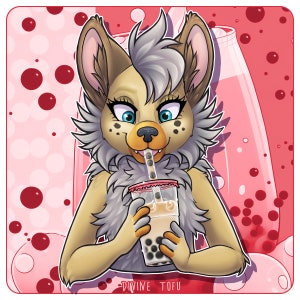 YCH Boba Bubble Tea - Furry / Anthro / Fursona Con Badge - Custom Art ...