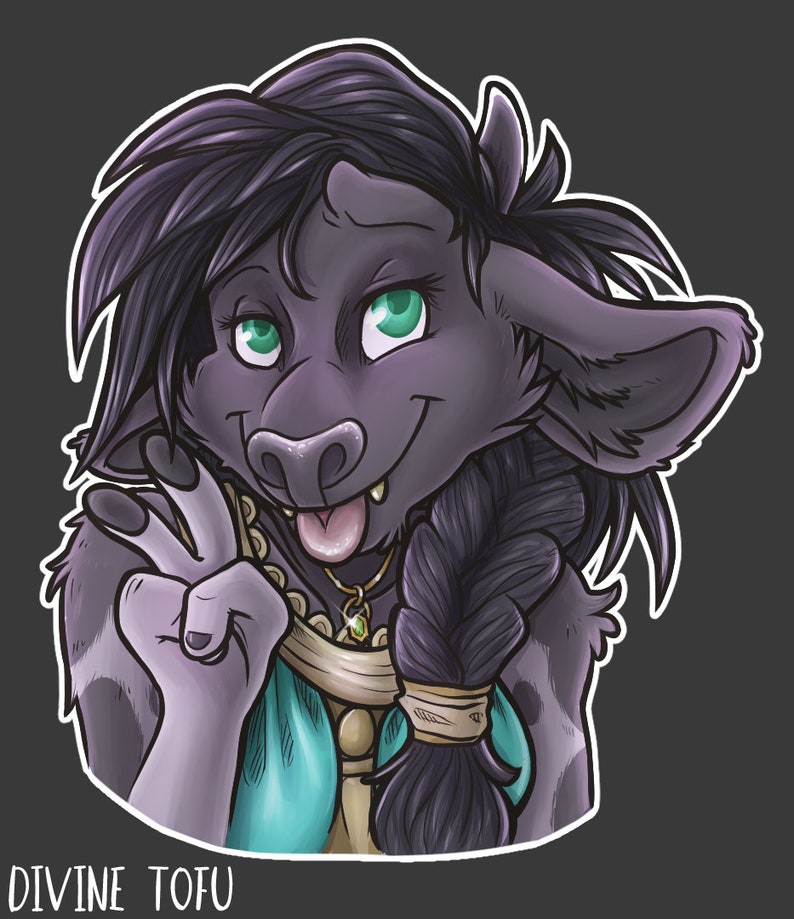 Headshot Furry / Anthro / Fursona Con Badge Custom Art | Etsy