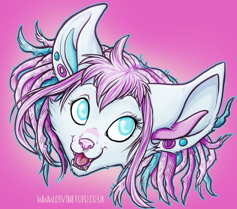 Headshot Furry / Anthro / Fursona Con Badge Custom Art | Etsy