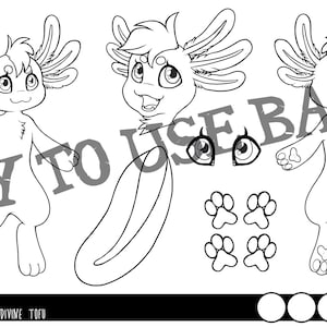 Axolotl Base Reference Sheet Male/female/genderless - Anthro Furry Art ...