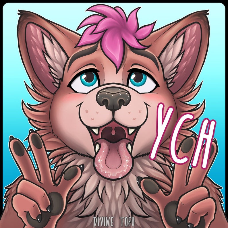 NEW YCH Peace Sign Furry / Anthro / Fursona Con Badge - Etsy