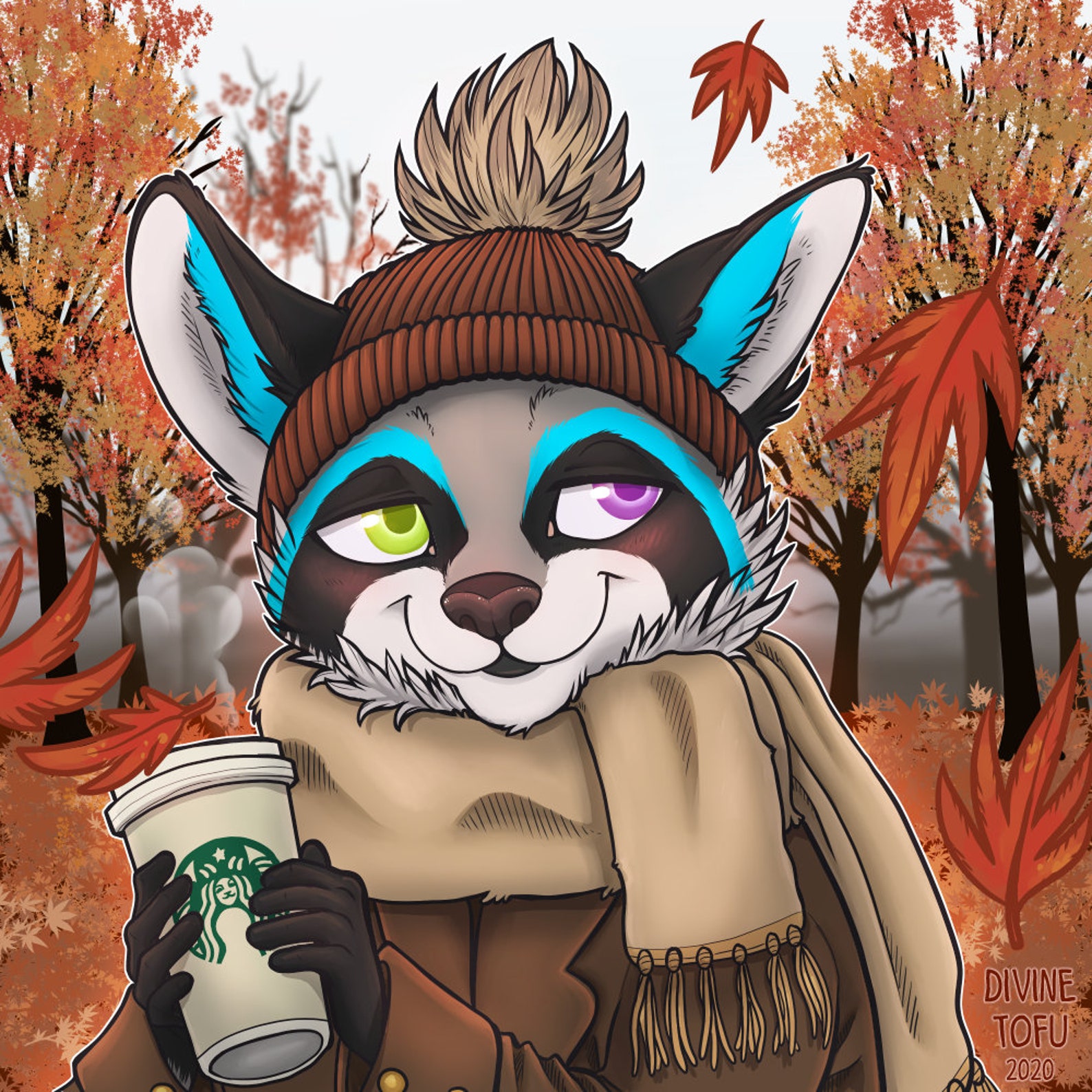 YCH Fall Vibes Furry / Anthro / Fursona Con Badge Custom | Etsy