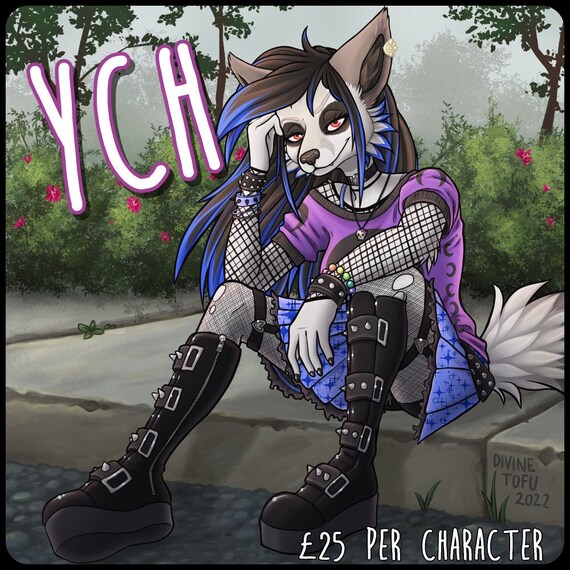 YCH Goth & Grunge Furry / Anthro / Fursona Con Badge - Etsy