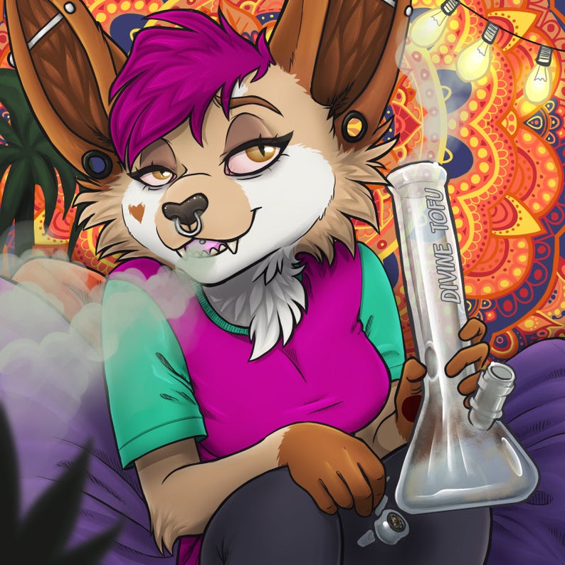 YCH 420 Bong Furry / Anthro / Fursona Con Badge Custom Art - Etsy UK