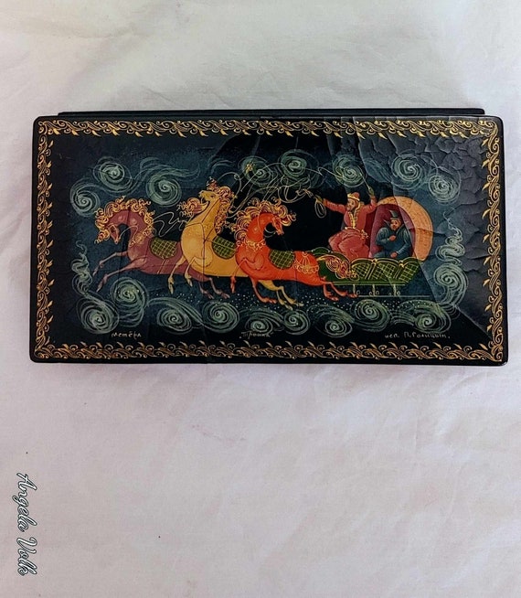 Rare find Antique Russian Black Lacquer Jewelry Box T… - Gem