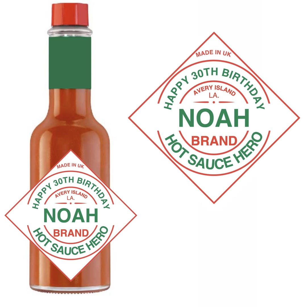 Personalised Tabasco Hot Sauce Bottle Label for Any Occasion Happy ...