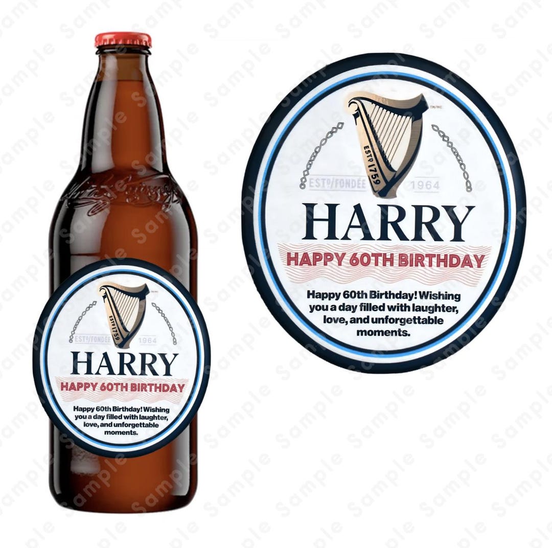Custom Personalised Guinness Bottle With Name Label Happy Birthday for ...