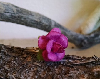 Pink flower ring | Etsy