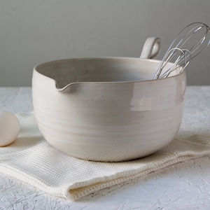 Ceramic White Mixing Bowl - Etsy