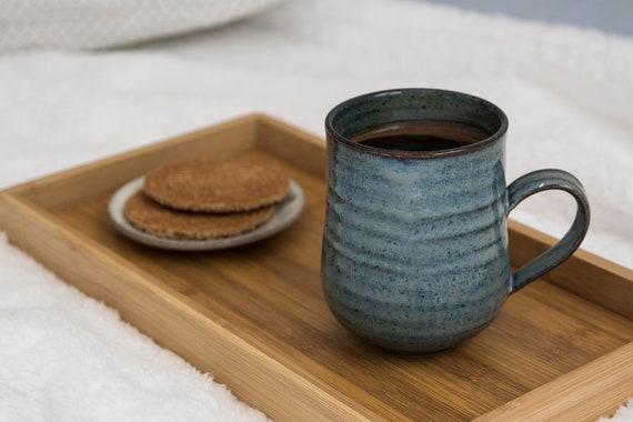 Blue Ceramic Coffee Mug Pottery Stoneware 10 Oz Mugs - Etsy