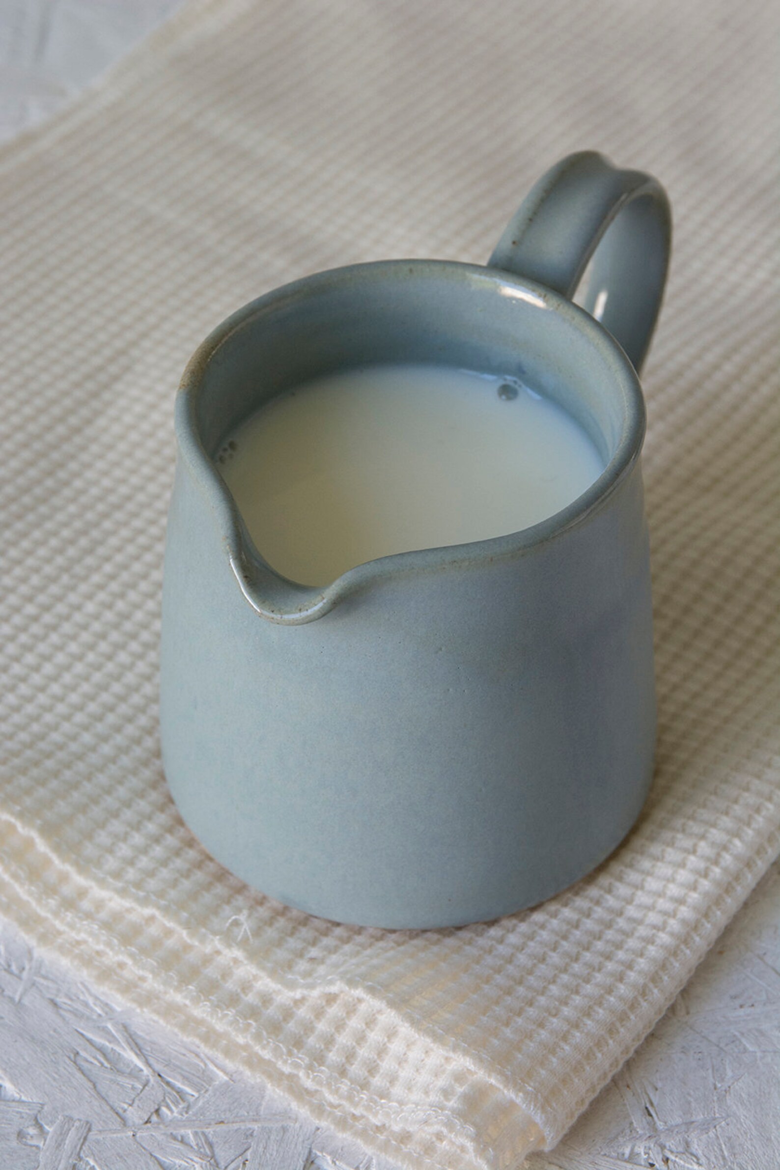 Blue Syrup Pitcher, Ceramic Milk Creamer, Pottery Jug, Coffee Creamer ...