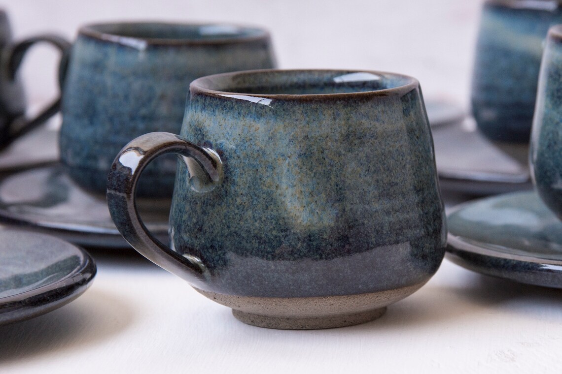 Set of 6 Pottery Espresso Cups - Etsy