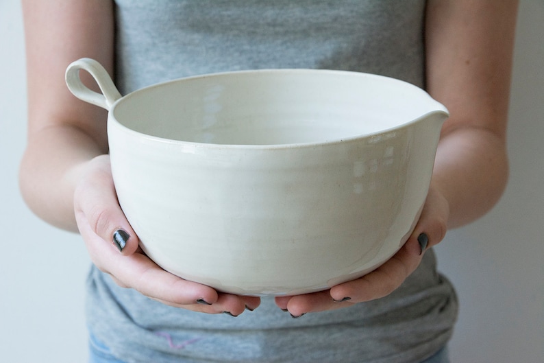 Ceramic White Mixing Bowl | Etsy