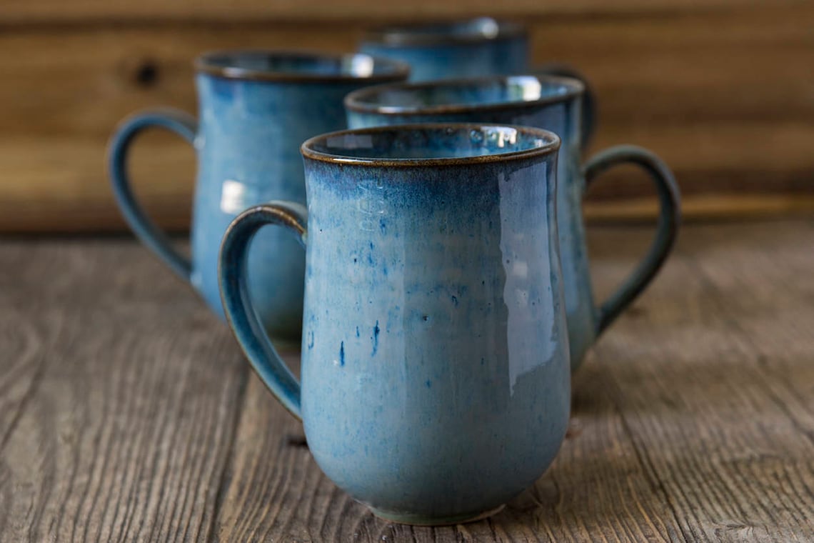 Big Coffee Mug Ceramic 14 Fl. Oz Blue Mug - Etsy