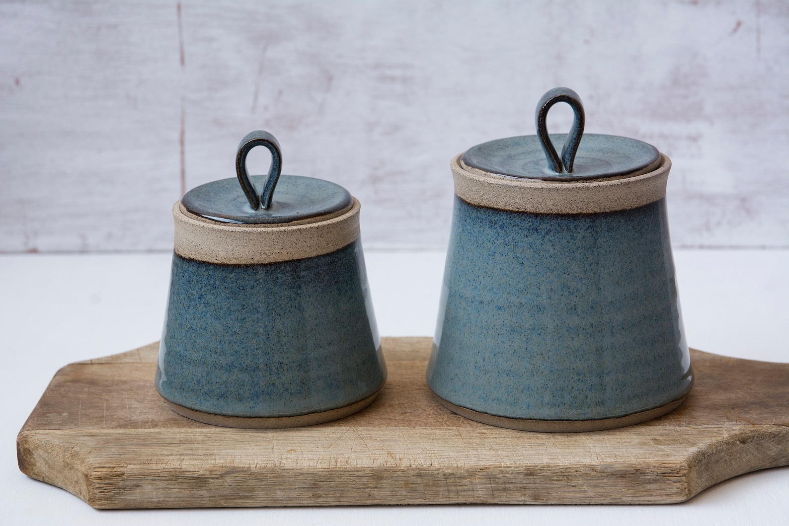 Set of 2 Small and Big Pottery Ceramic Jars With Lids - Etsy