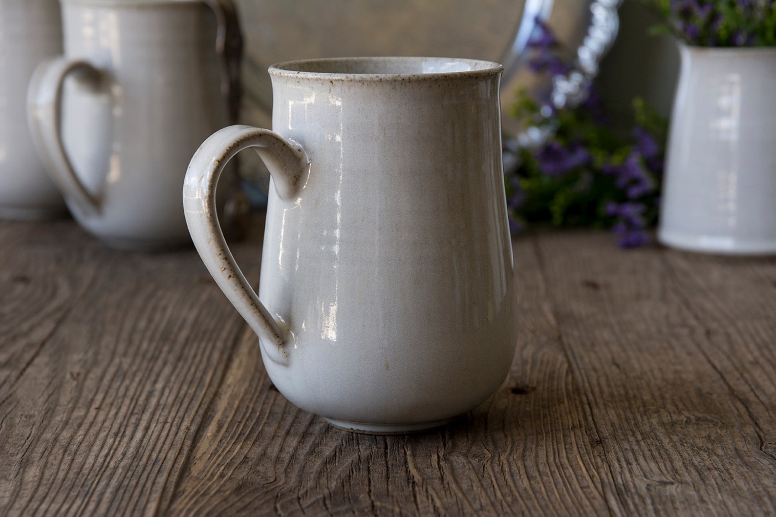 Large Ceramic White Mug 14 Fl. Oz | Etsy
