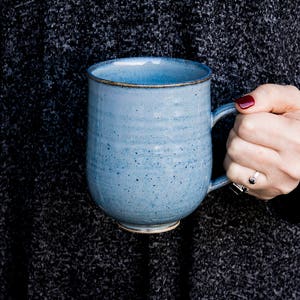 Big Coffee Mug, Ceramic 14 Fl. Oz Blue Mug - Etsy