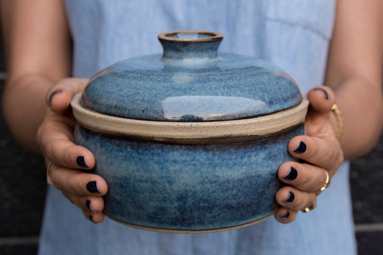 Round Ceramic Casserole Dish With Lid, 2 Sizes - Etsy