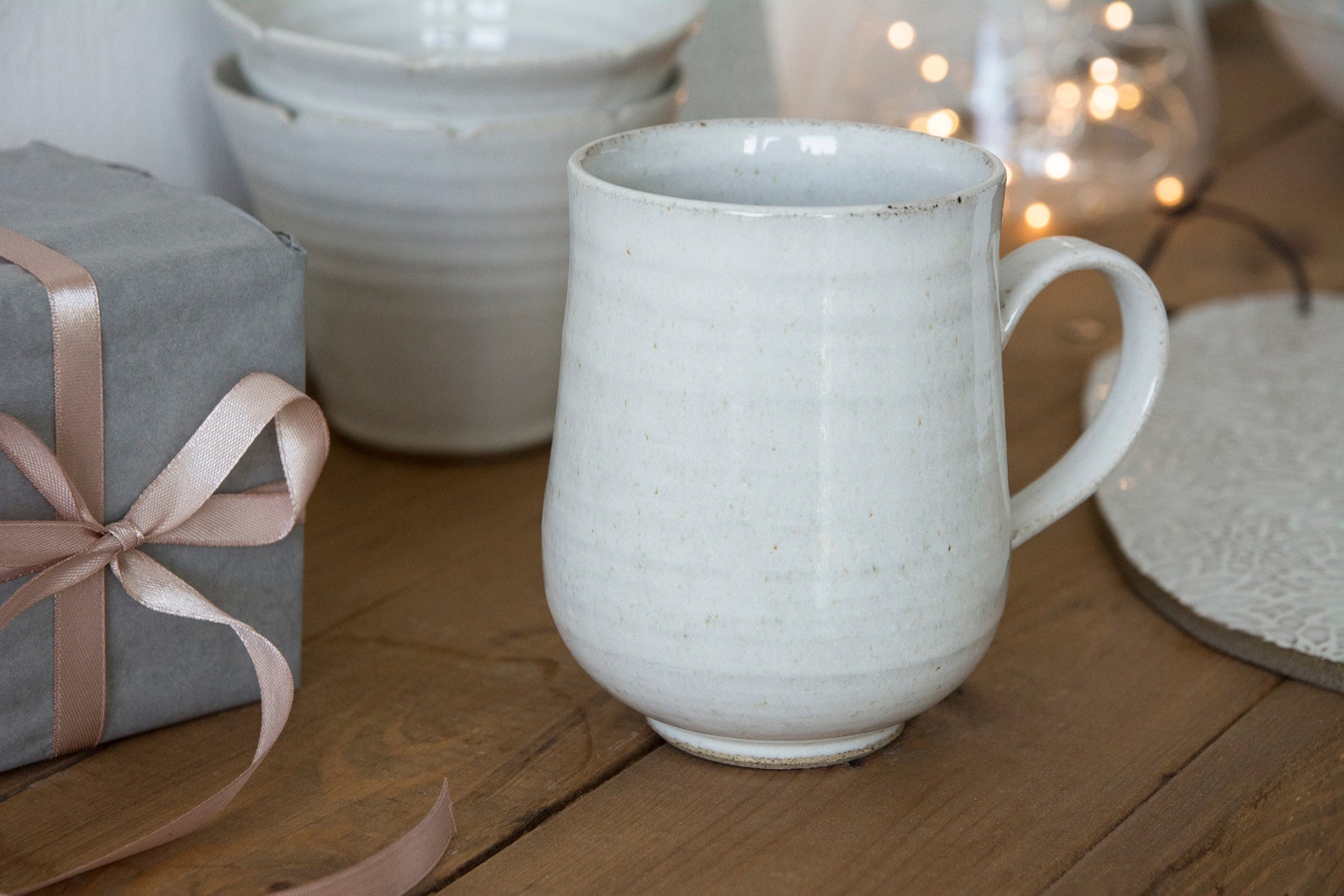 Large Ceramic White Mug 14 Fl. Oz | Etsy