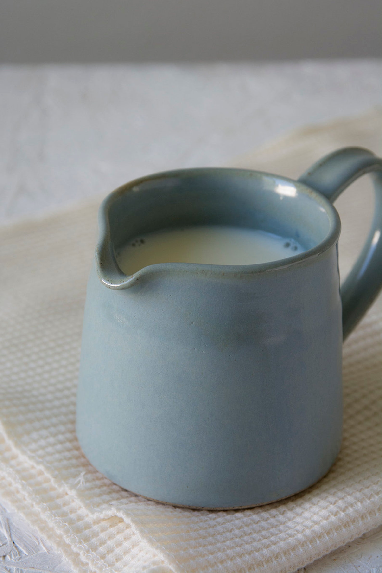 Blue Syrup Pitcher, Ceramic Milk Creamer, Pottery Jug, Coffee Creamer ...